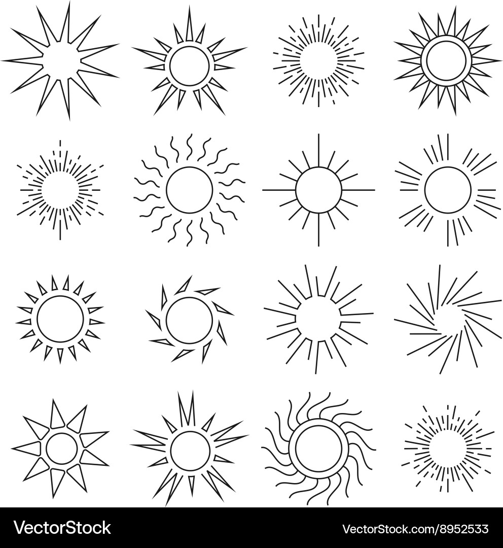 Sun line icons Royalty Free Vector Image - VectorStock