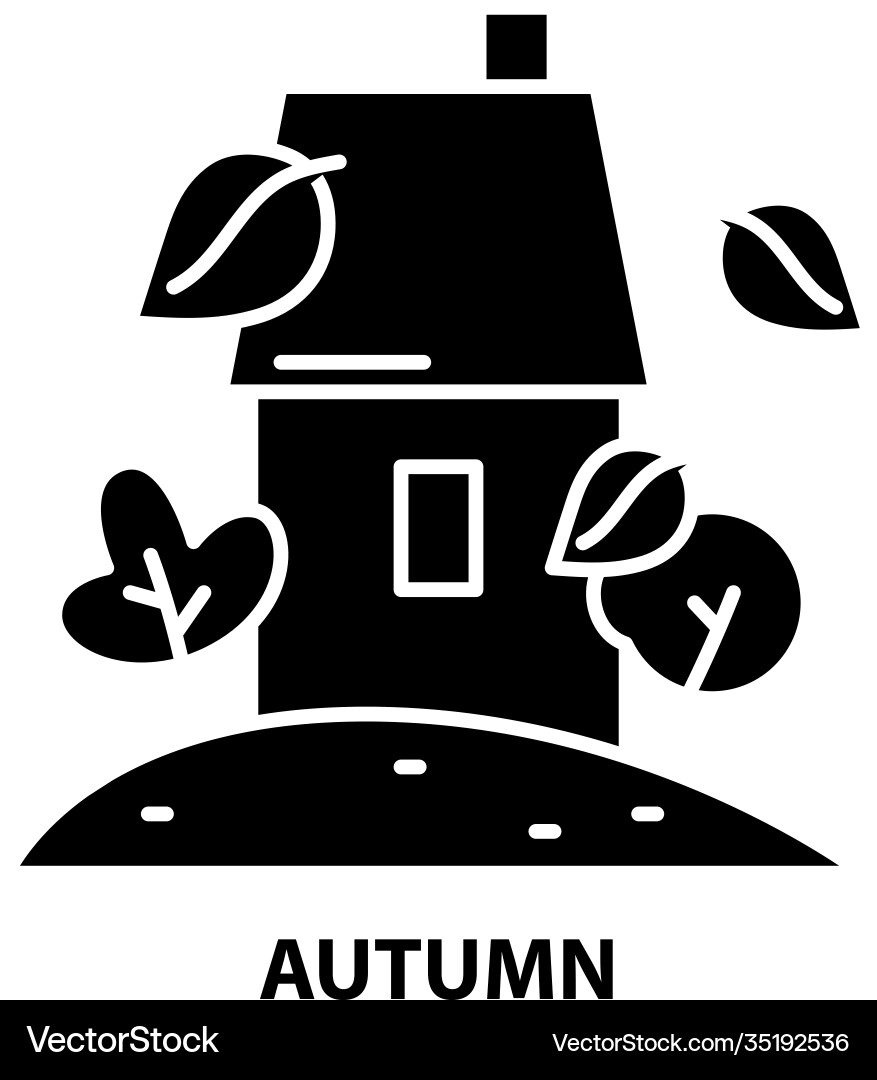 Autumn icon black sign with editable Royalty Free Vector