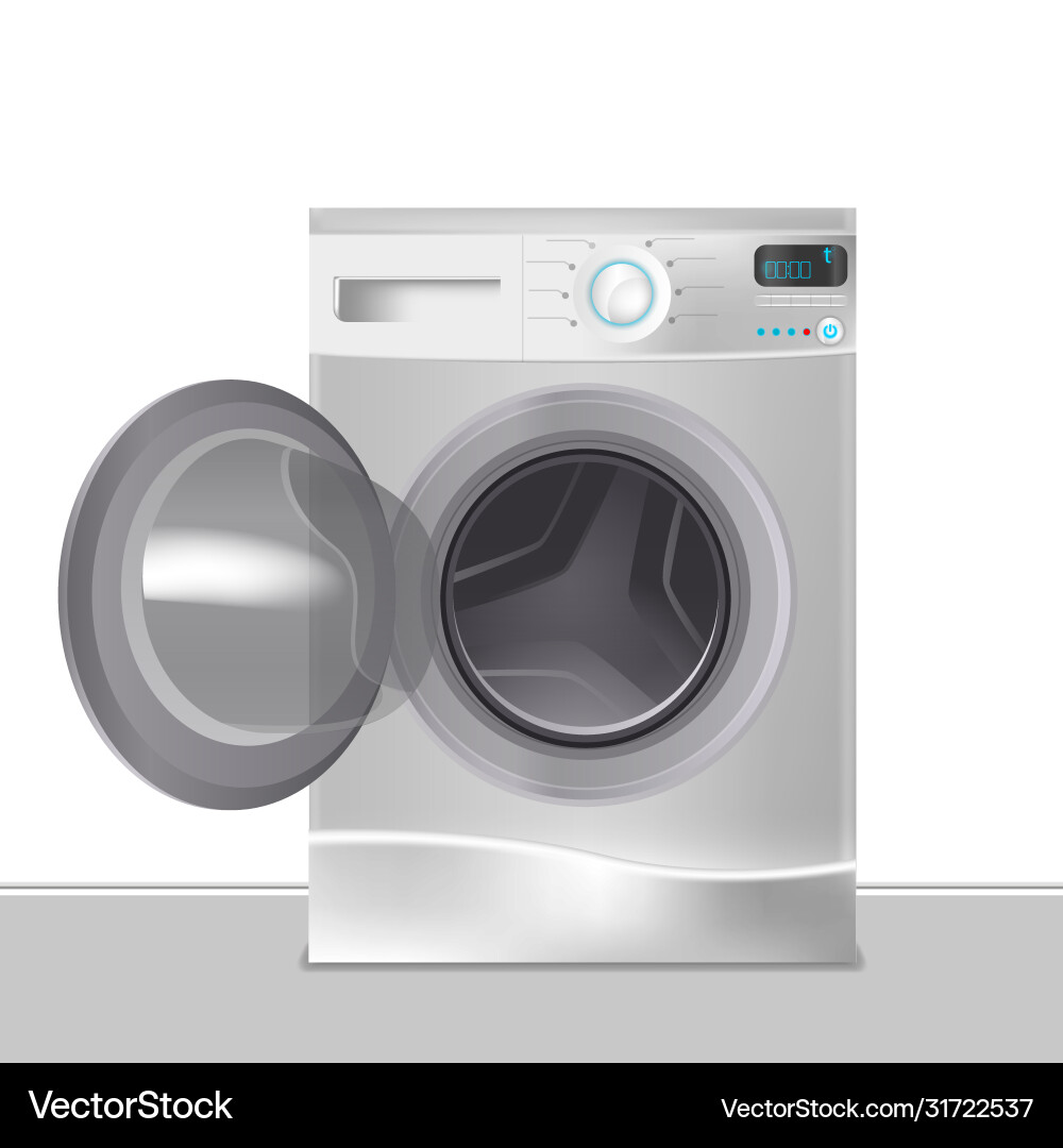 Realistic detailed 3d wash machine front view Vector Image