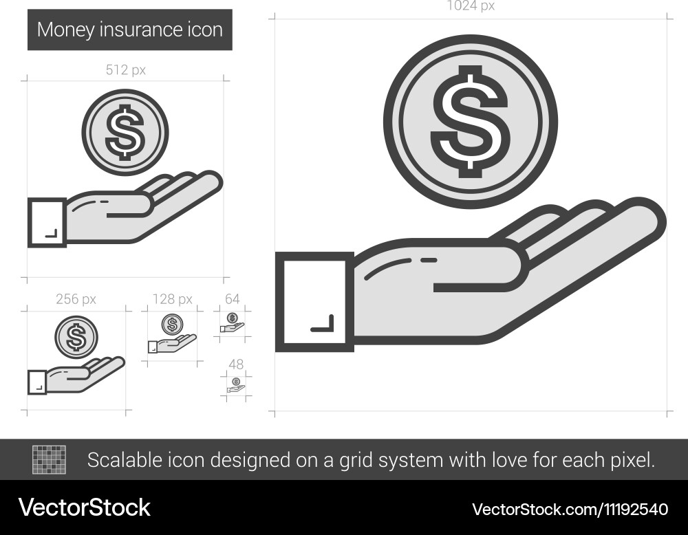 Money insurance line icon Royalty Free Vector Image