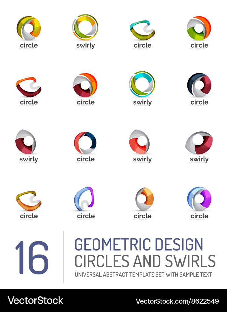 Geometric abstract circles and swirls icon set Vector Image