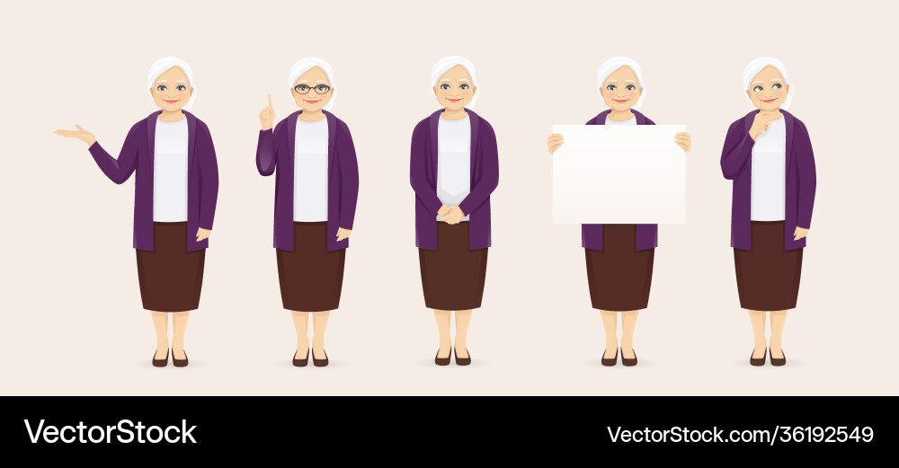 Mature woman set Royalty Free Vector Image - VectorStock