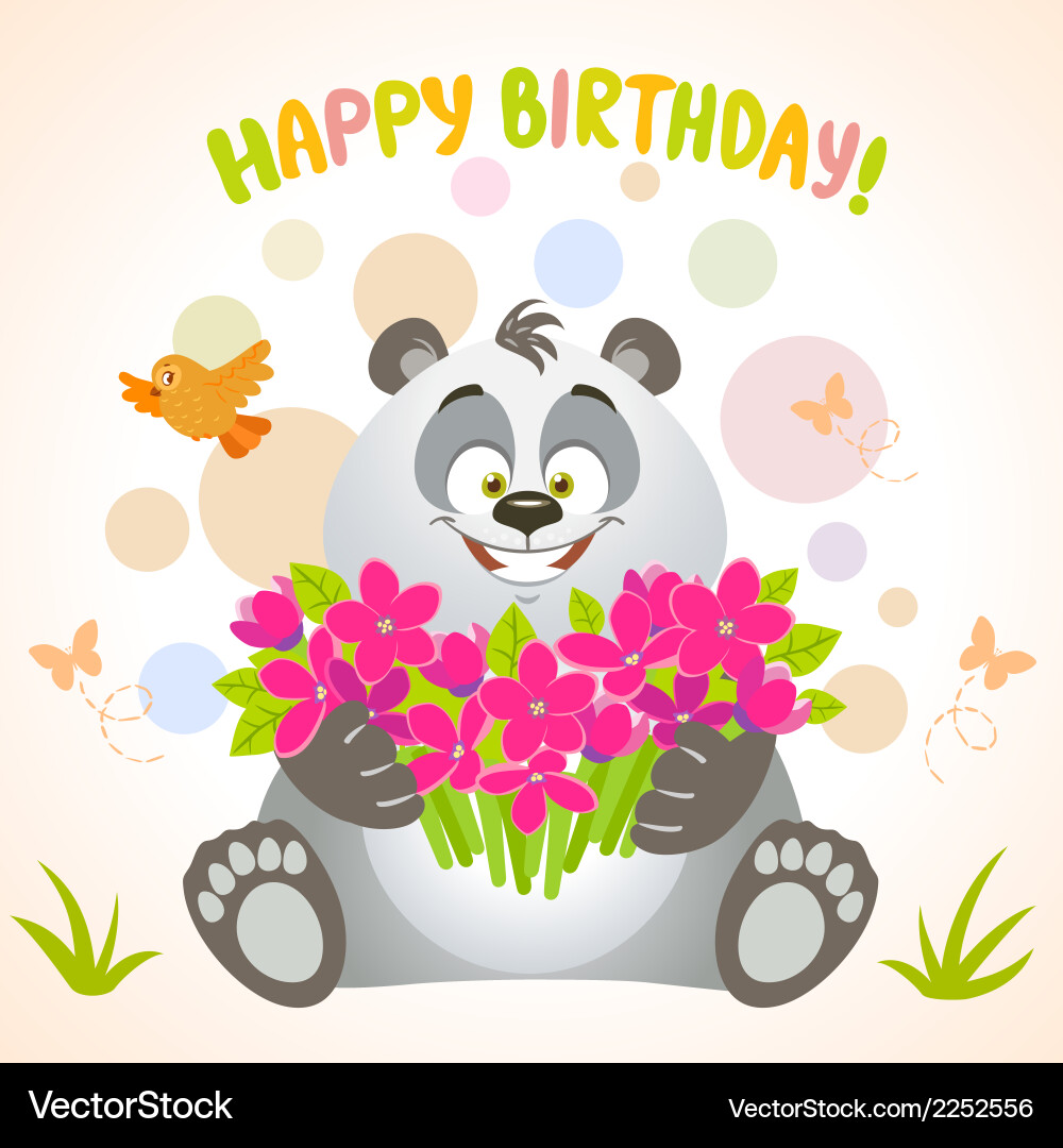 Panda happy birthday Royalty Free Vector Image