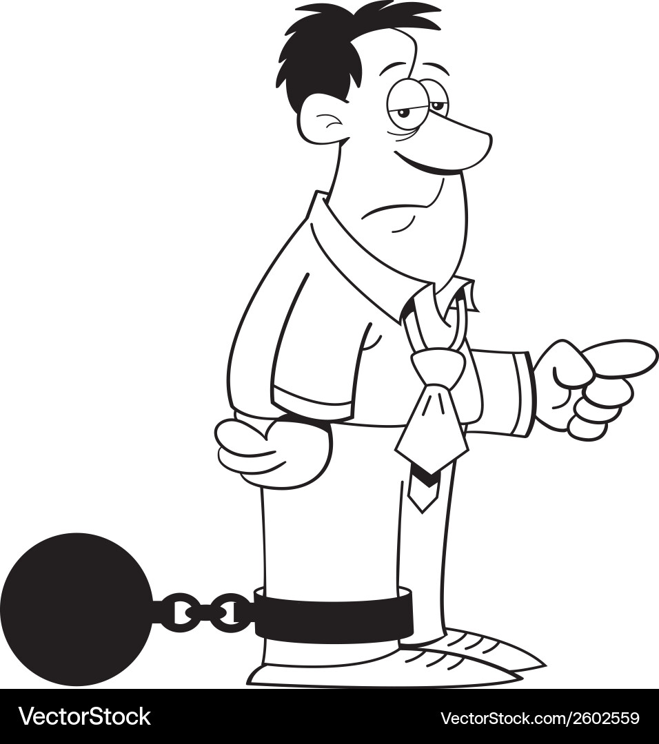 Cartoon Ball and Chain Man Royalty Free Vector Image