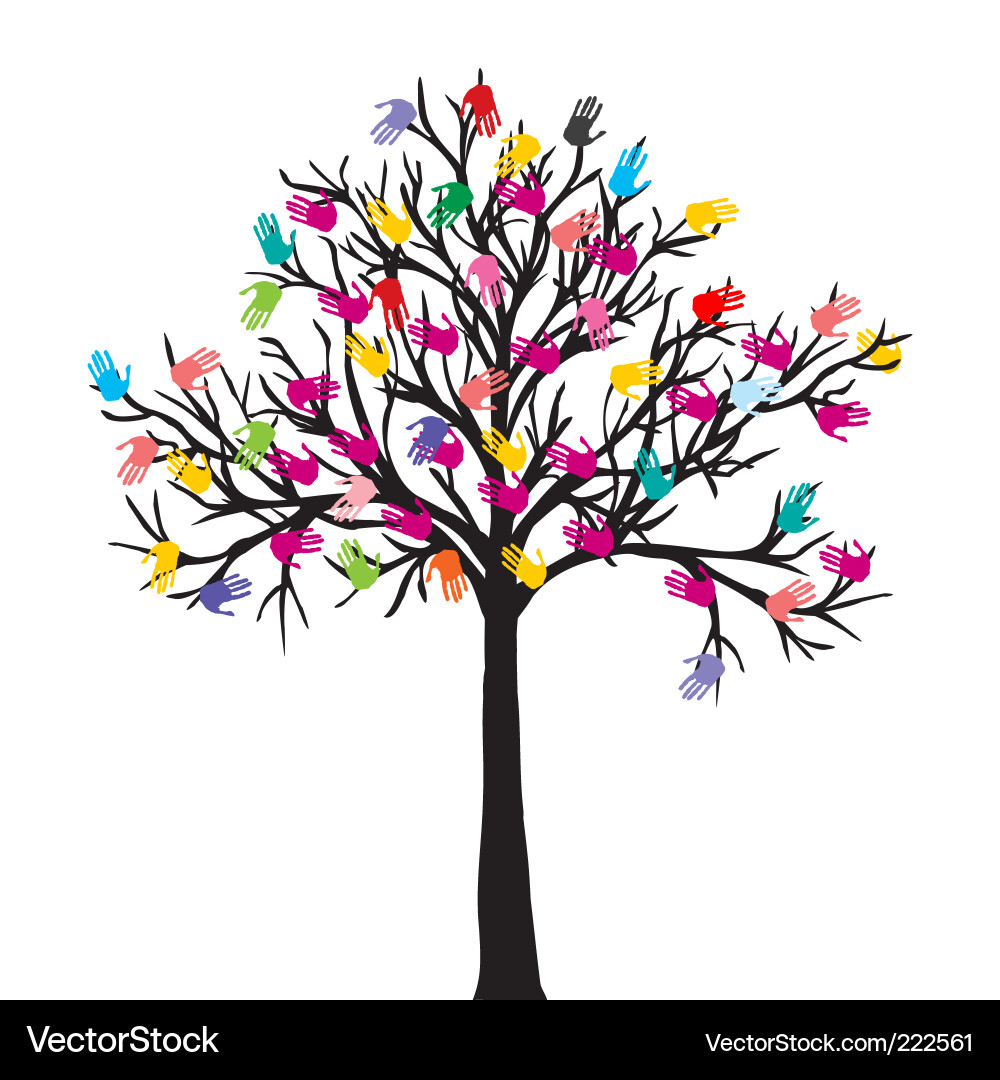 Tree with hands Royalty Free Vector Image - VectorStock