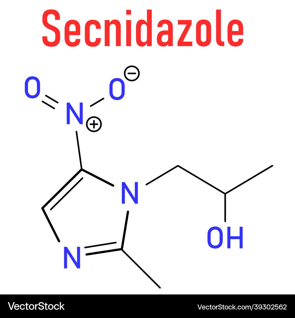 Secnidazole molecule skeletal formula Royalty Free Vector