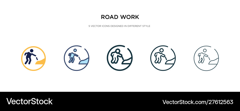 Road work icon in different style two colored Vector Image