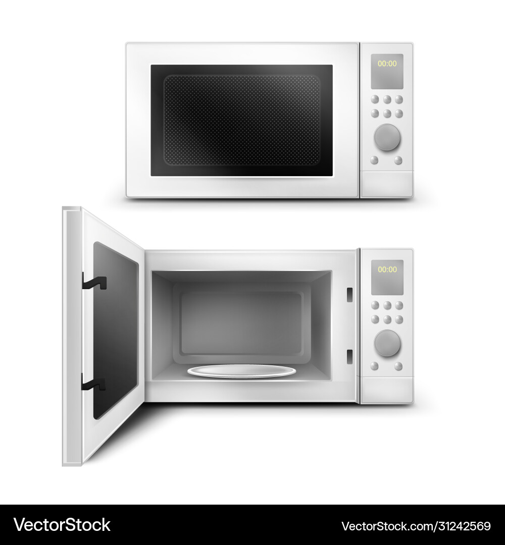 Realistic microwave oven Royalty Free Vector Image
