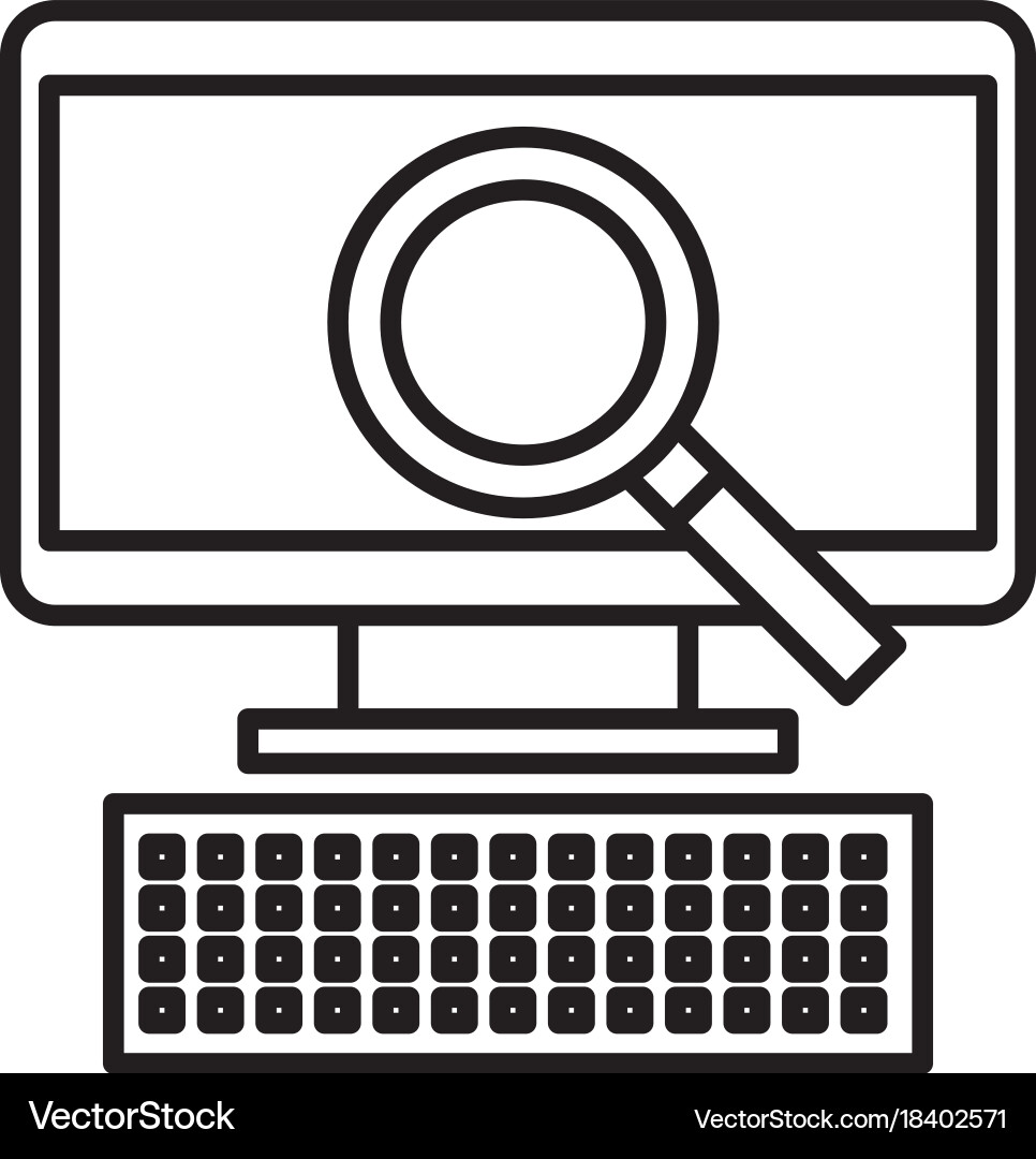 Computer and magnifier ecommerce discount Vector Image