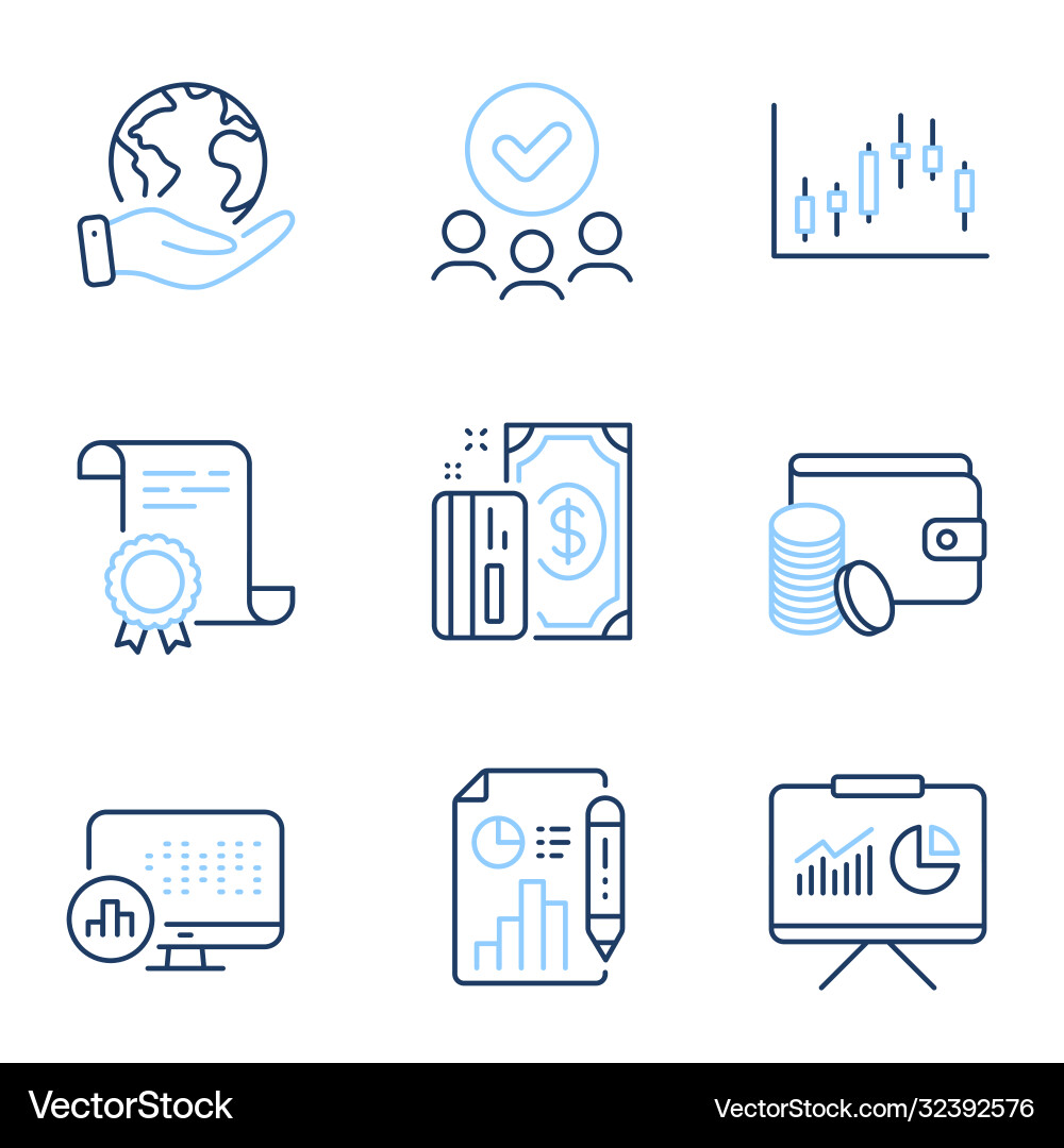 Presentation payment and report statistics icons Vector Image