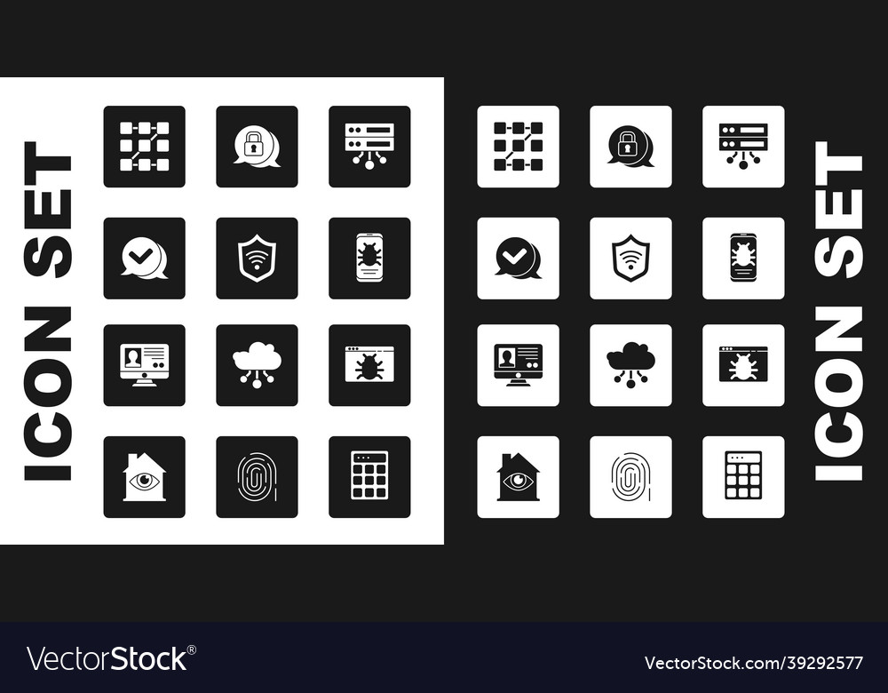 Set Server Data Web Hosting Shield With Wifi Vector Image