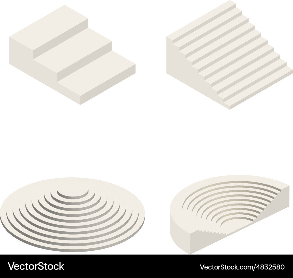 Set of Isometric Stairs Elements Royalty Free Vector Image