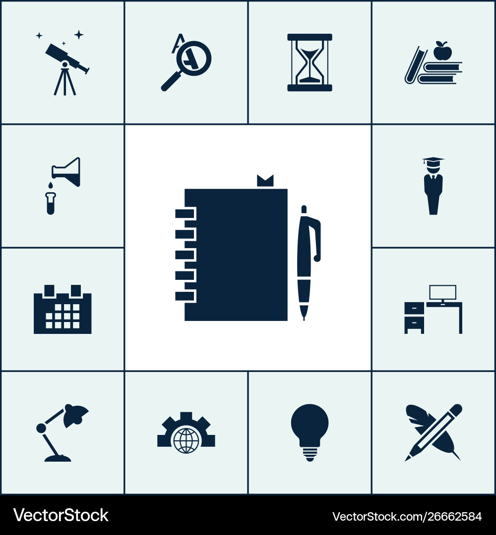 Set education icons simple study elements Vector Image