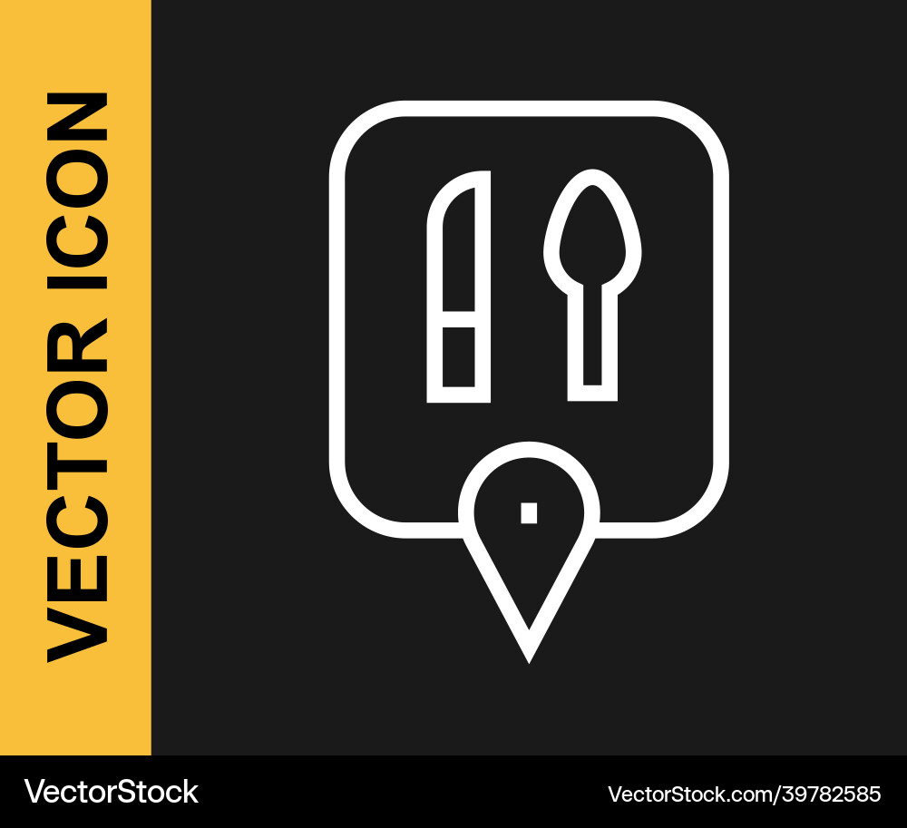 White line cafe and restaurant location icon Vector Image