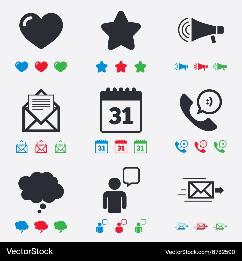 Mail contact icons communication signs Royalty Free Vector