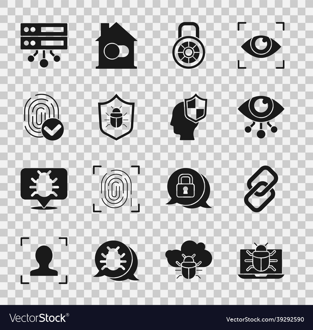 Set System Bug On Monitor Chain Link Eye Scan Vector Image