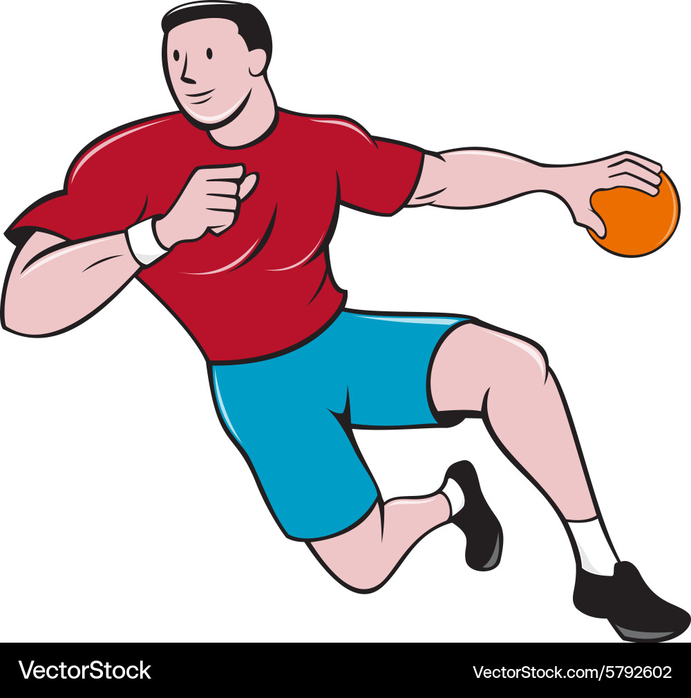 Handball Player Throwing Ball Cartoon Royalty Free Vector