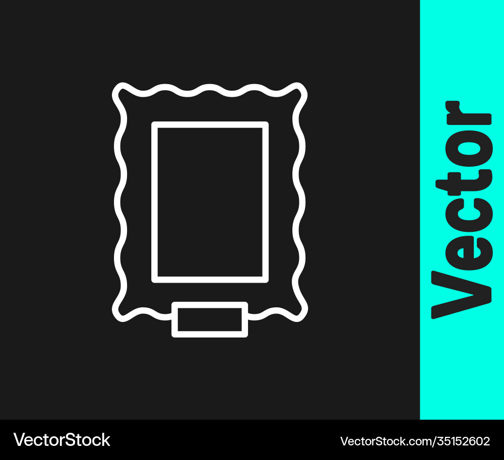White line picture icon isolated on black Vector Image