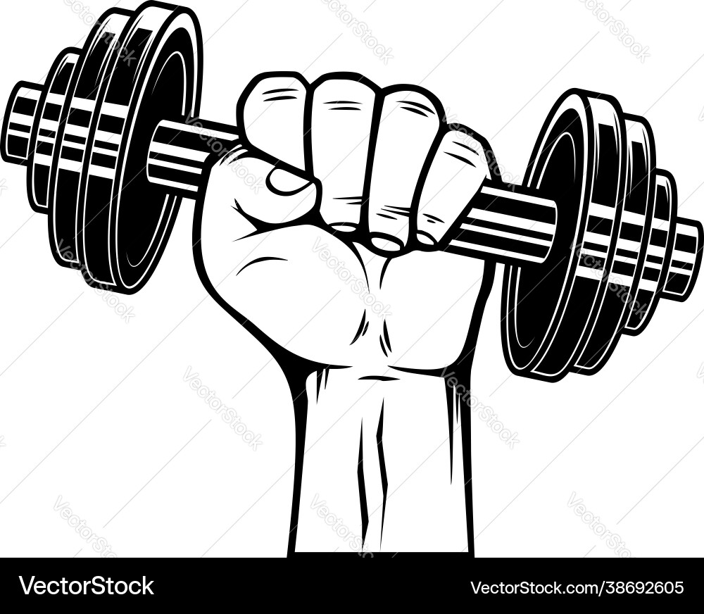 Athlete hand with dumbbell design element Vector Image