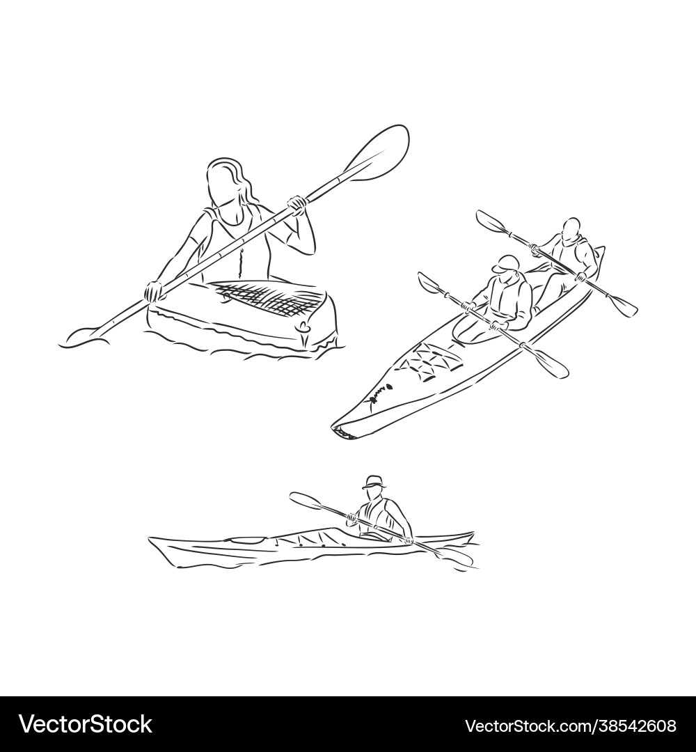 Kayak sketch Royalty Free Vector Image - VectorStock
