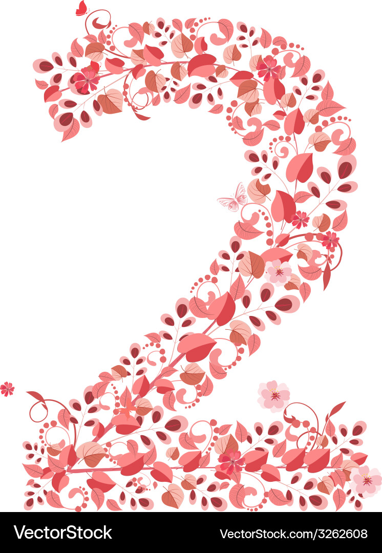 Romantic floral number 2 Royalty Free Vector Image