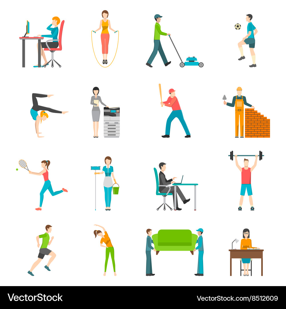Physical Activity Flat Icons Royalty Free Vector Image