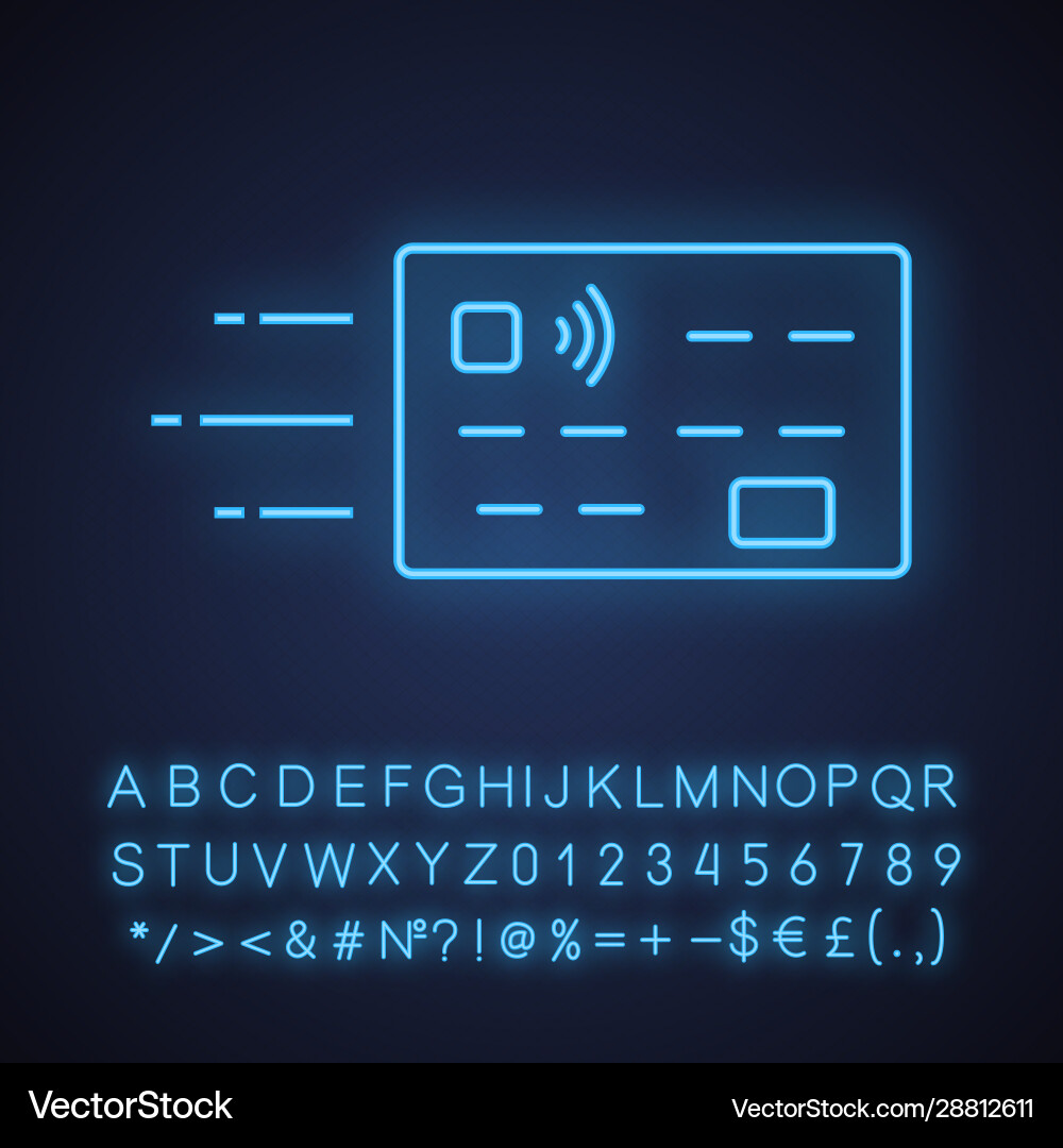 Flying credit card neon light icon Royalty Free Vector Image