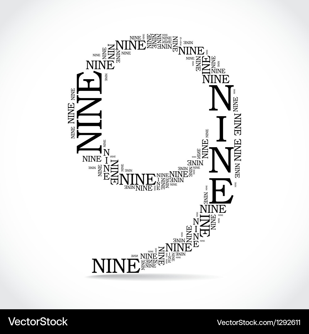 Number nine created from text Royalty Free Vector Image