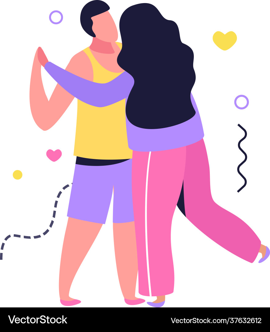 Dance and hug composition Royalty Free Vector Image