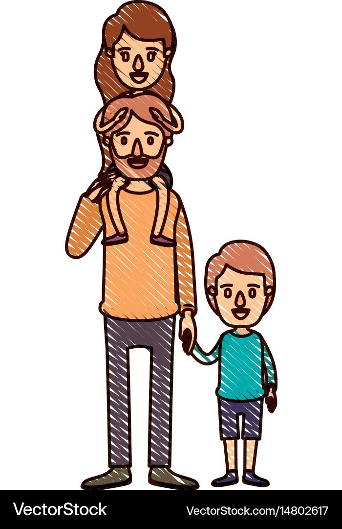 Color crayon stripe cartoon bearded father with Vector Image