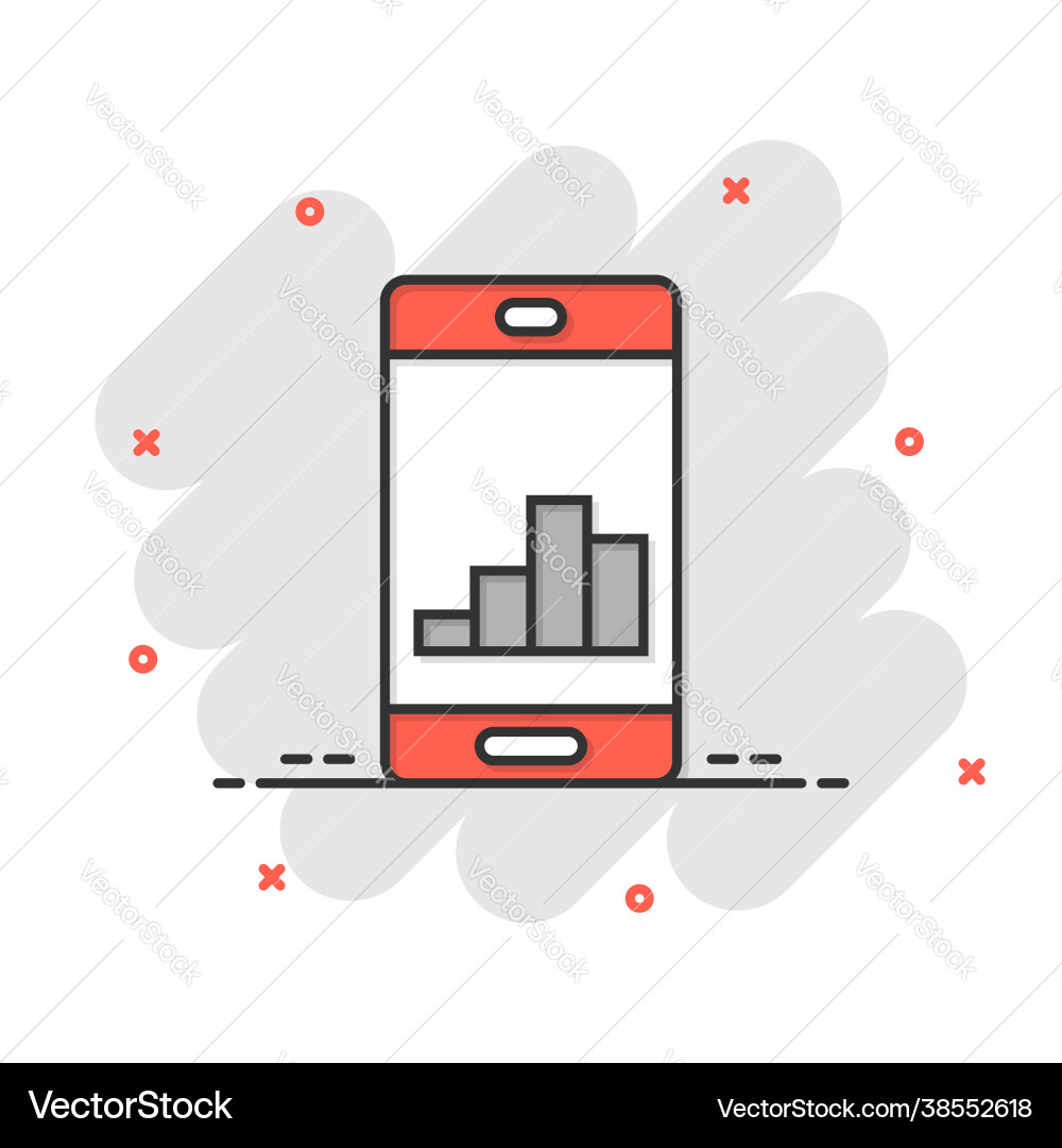 Phone diagram icon in comic style smartphone Vector Image