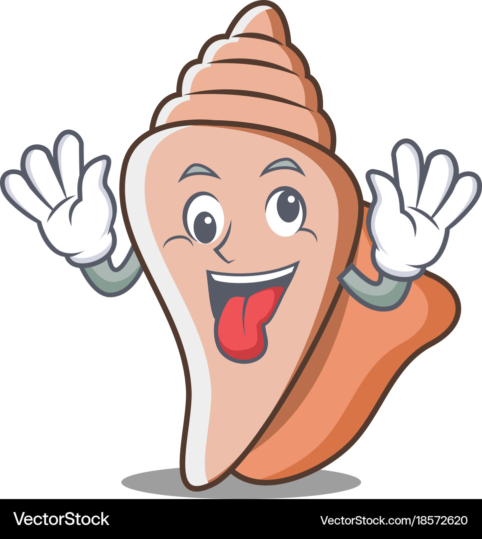 Crazy cute shell character cartoon Royalty Free Vector Image