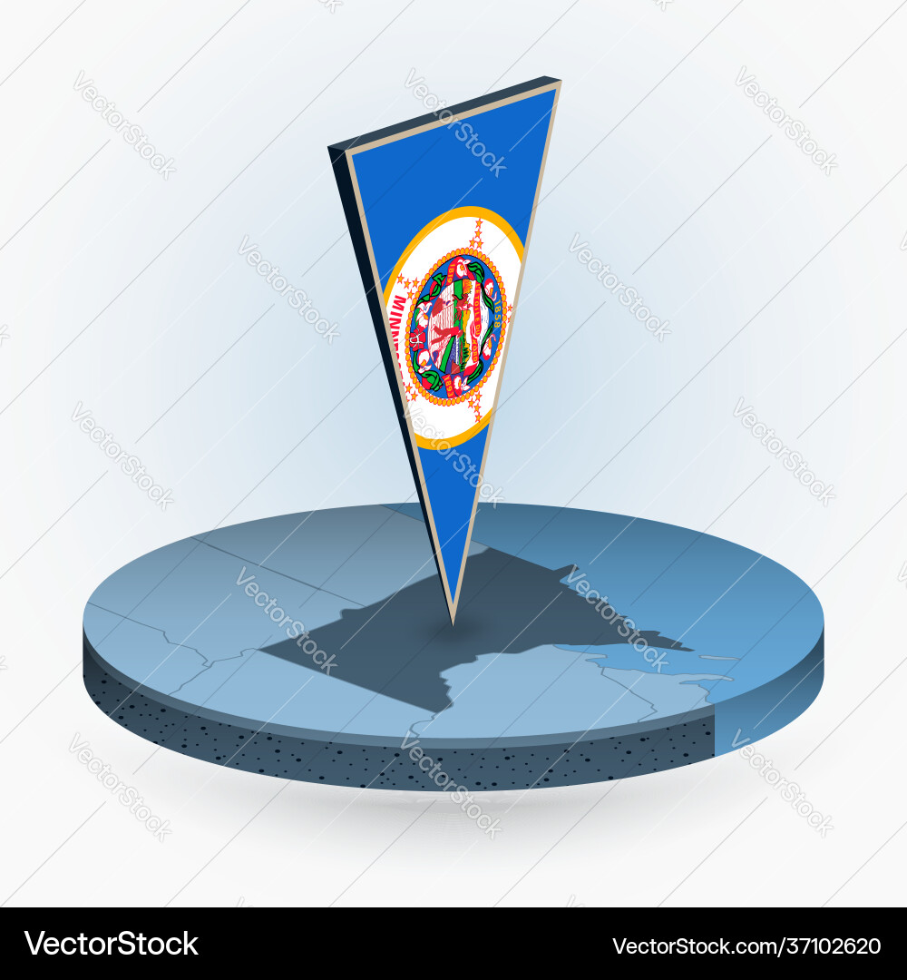 Minnesota map in round isometric style Royalty Free Vector