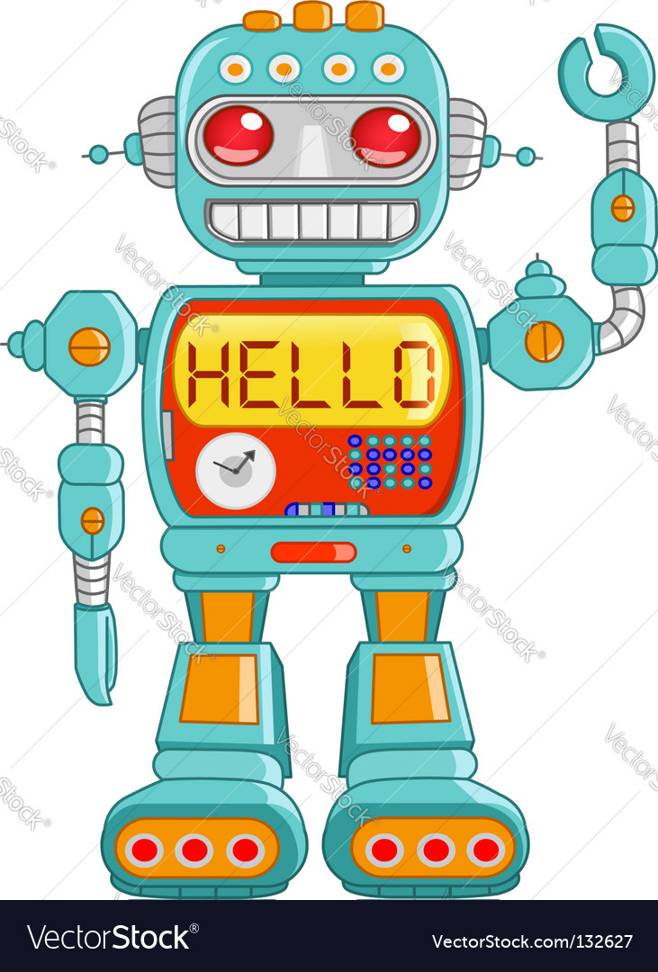 Hello robot Royalty Free Vector Image - VectorStock