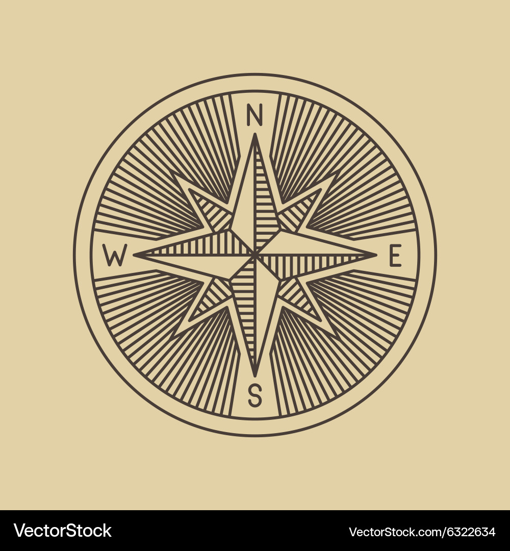 Round Linear Vintage Compass Logo Royalty Free Vector Image