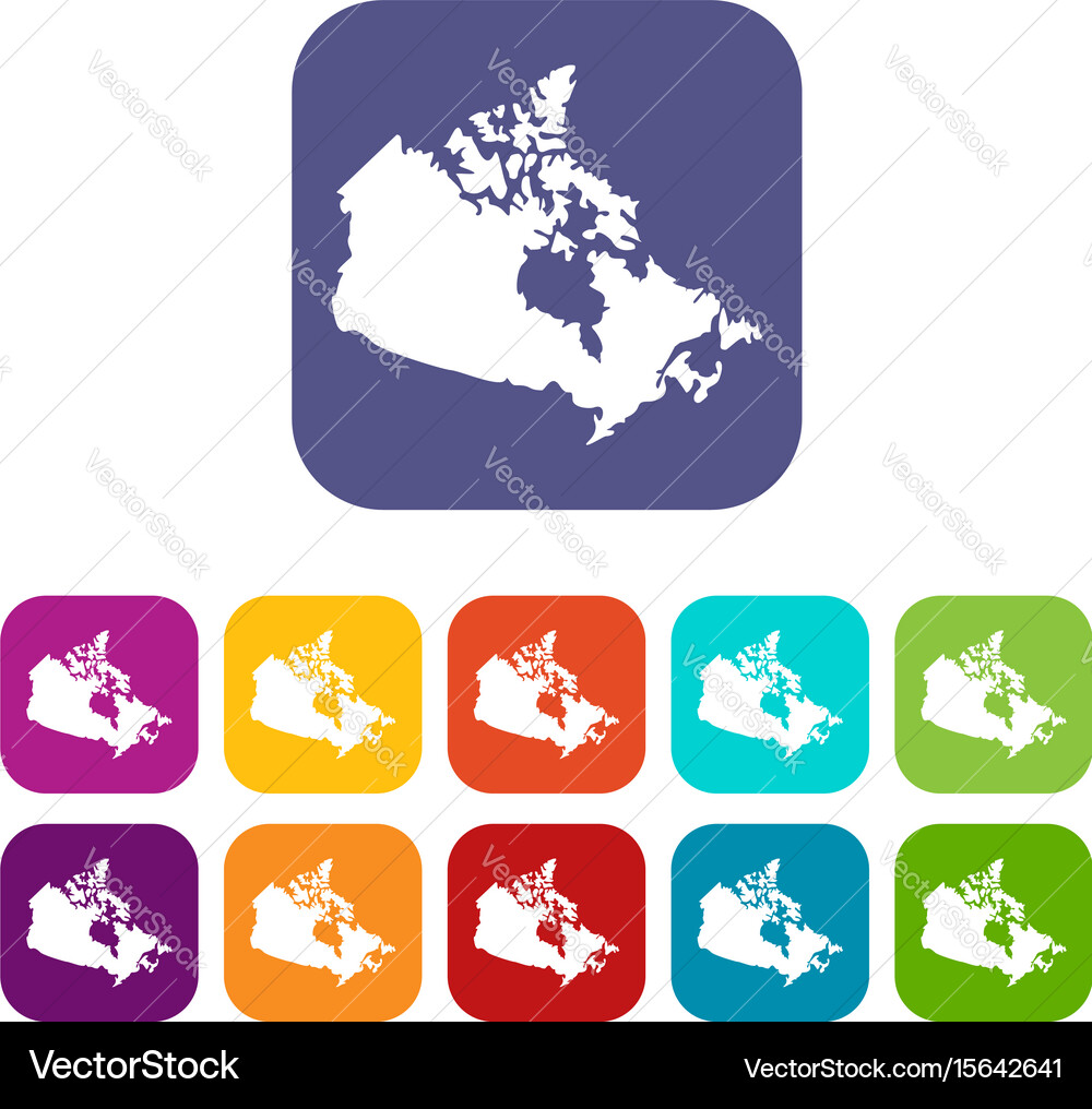 Canada map icons set flat Royalty Free Vector Image - VectorStock