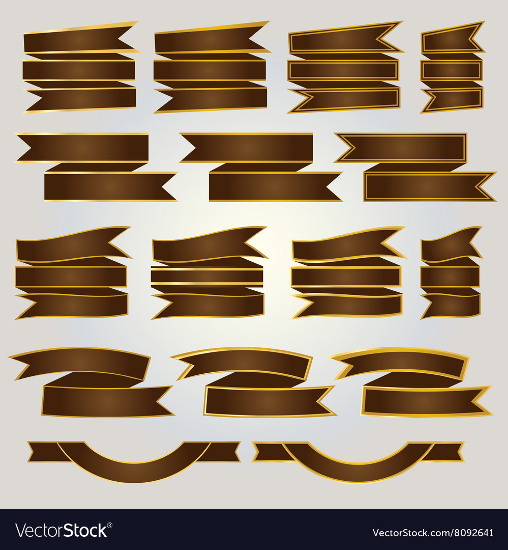 Set Bronze ribbons and banners Royalty Free Vector Image