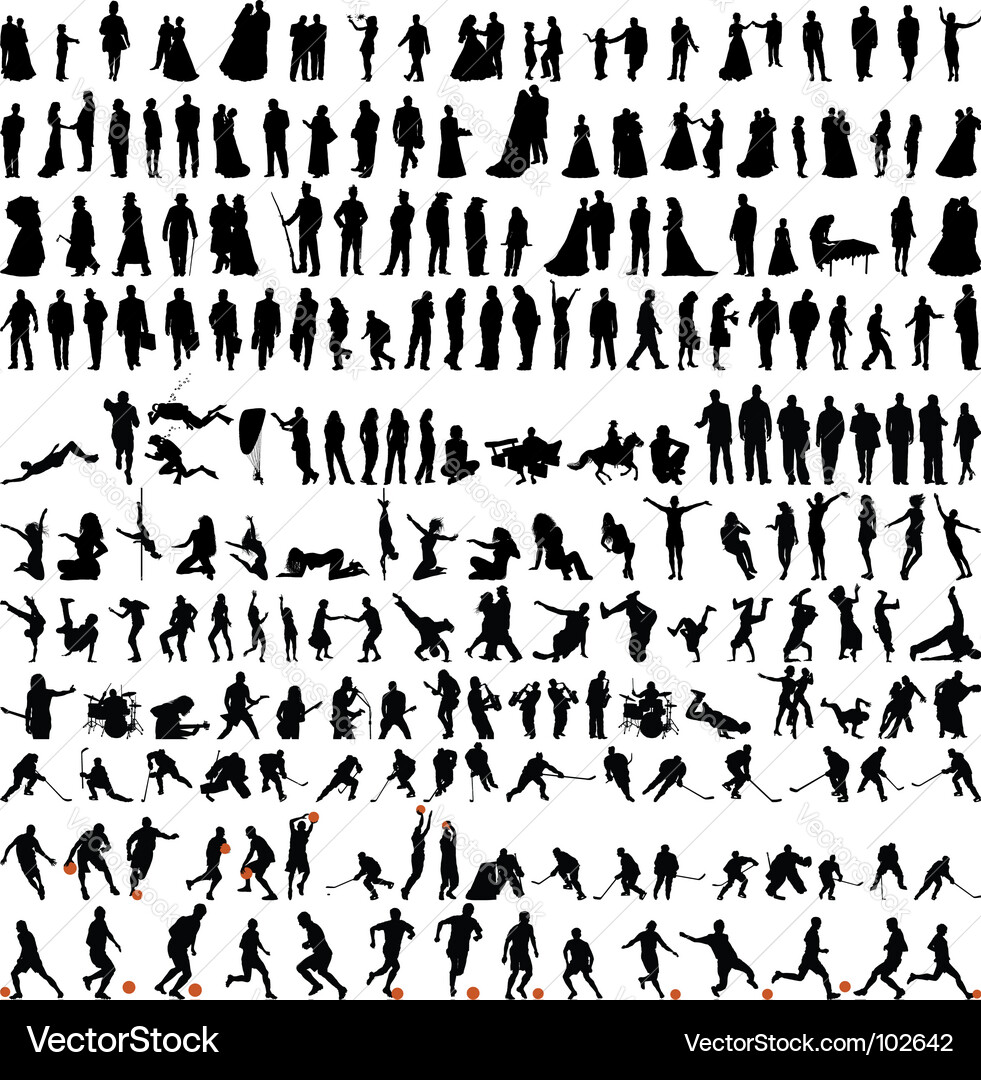 People silhouettes Royalty Free Vector Image - VectorStock