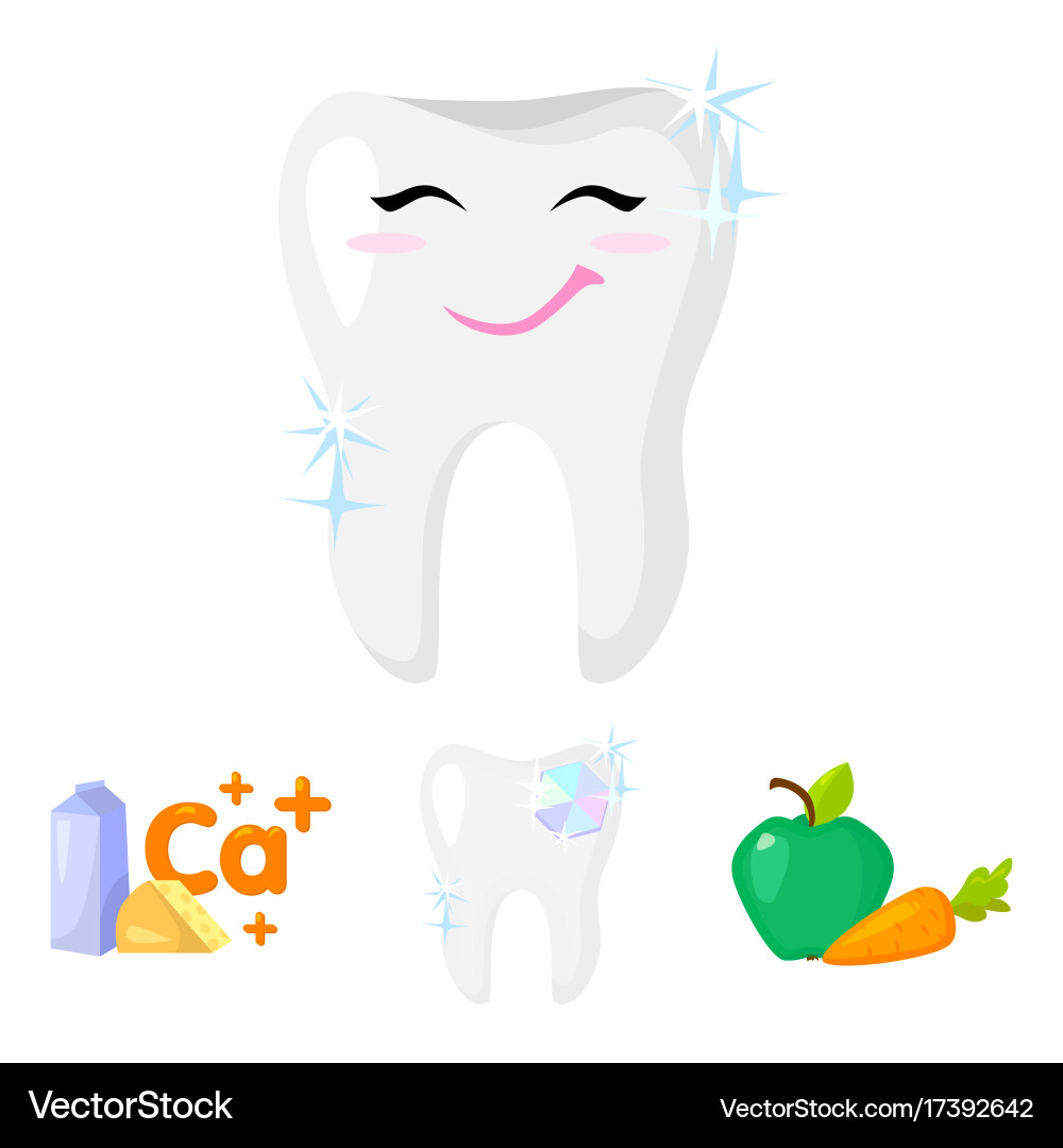 A tooth with brilliant sparkling an apple Vector Image