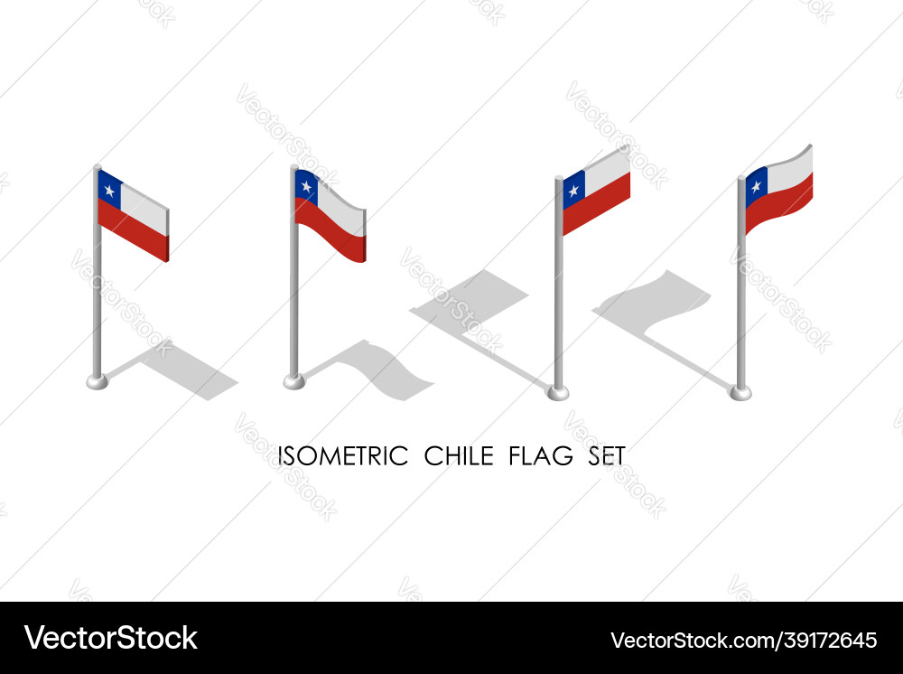 Isometric flag of chile in static position Vector Image