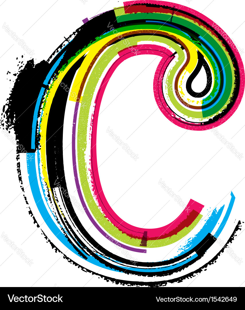 Grunge colorful font Letter c Royalty Free Vector Image