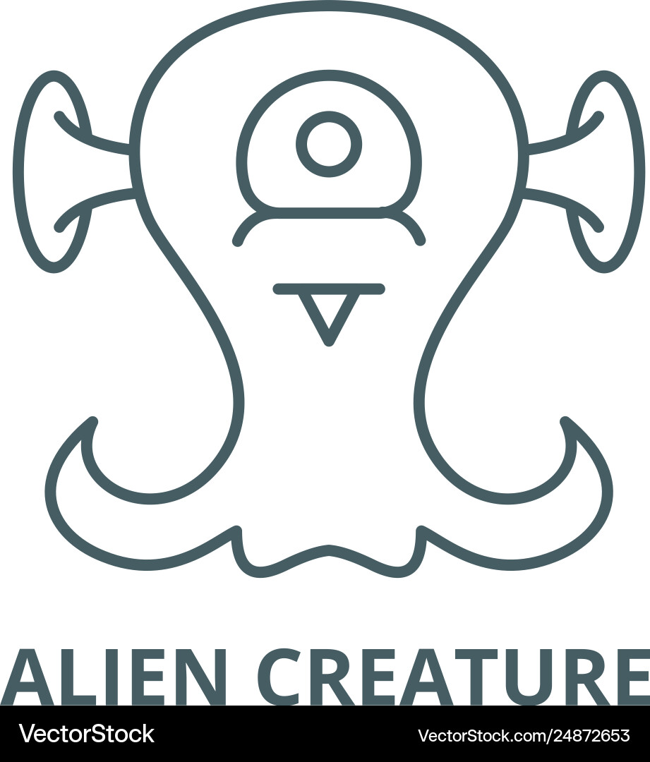 Alien creature line icon creature Royalty Free Vector Image