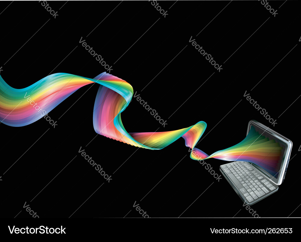 Rainbow laptop background Royalty Free Vector Image