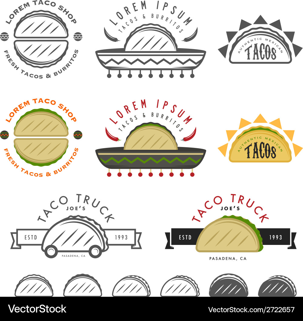 Retro Mexican taco design elements Royalty Free Vector Image