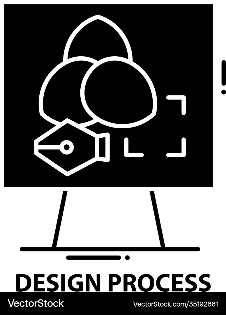Design process icon black sign Royalty Free Vector Image