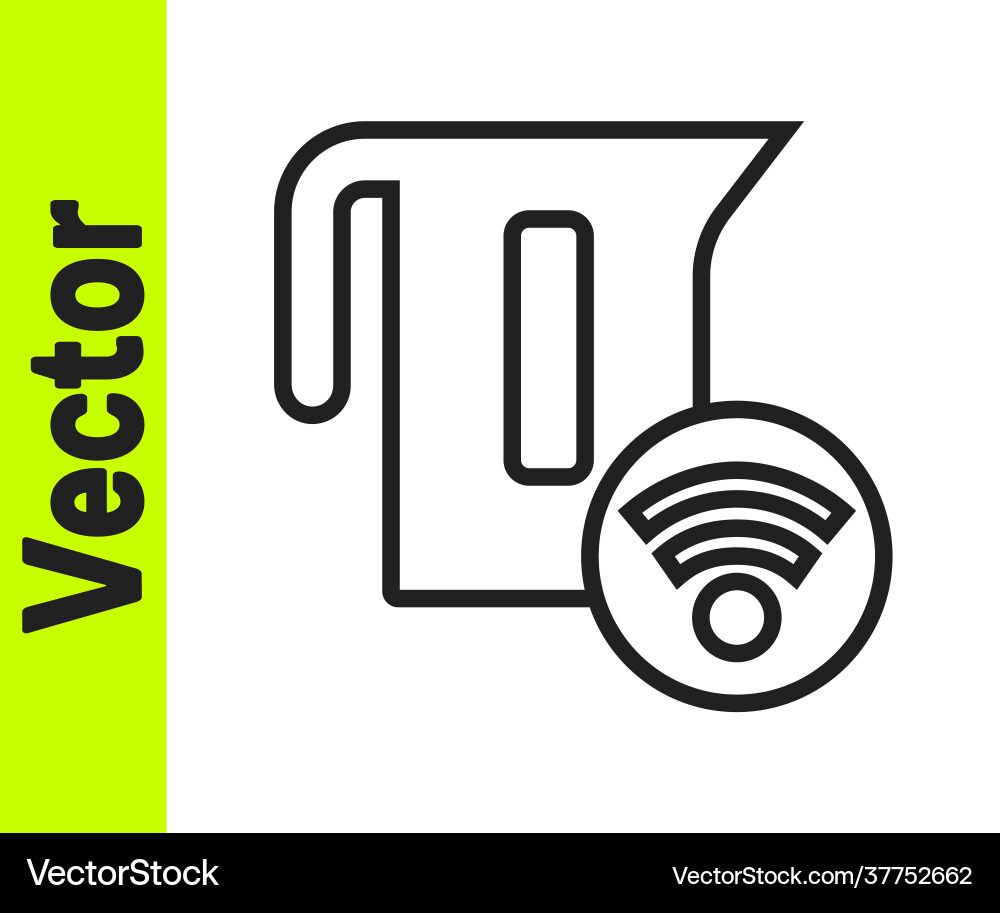 Black line smart electric kettle system icon Vector Image