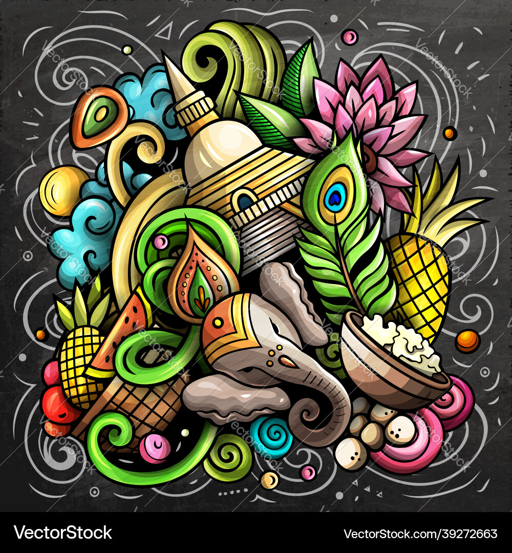 Sri lanka cartoon doodle chalkboard Royalty Free Vector