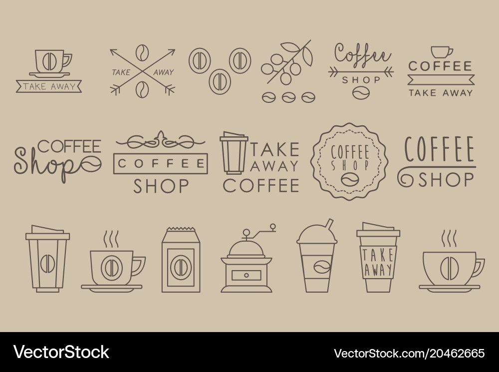 Original linear labels for coffee houses cafe Vector Image