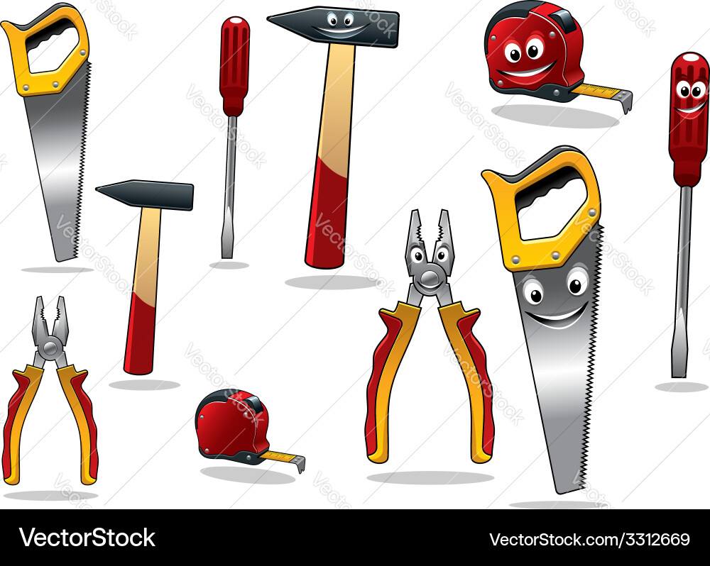 Set of DIY cartoon tools Royalty Free Vector Image