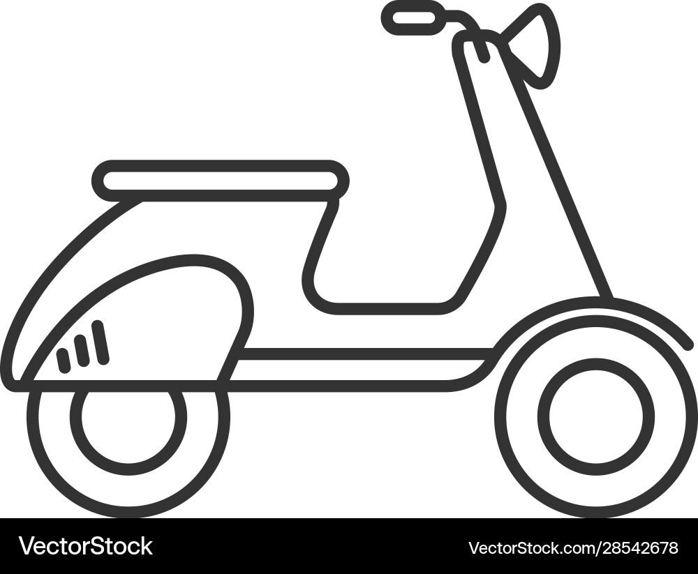 Scooter side view linear icon Royalty Free Vector Image